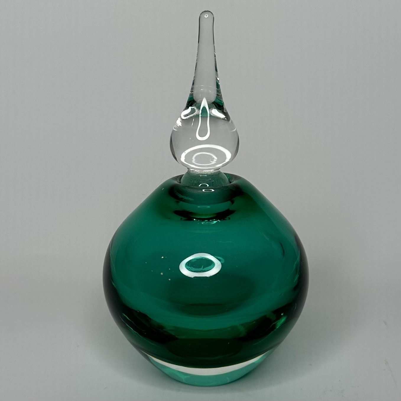 Signed Vandermark Green Art Glass Perfume Bottle