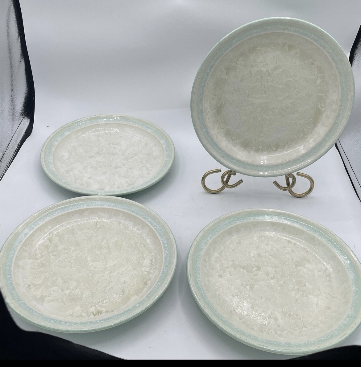 Portmeirion Starfire Collection crystalline Jade salad plates set of 4