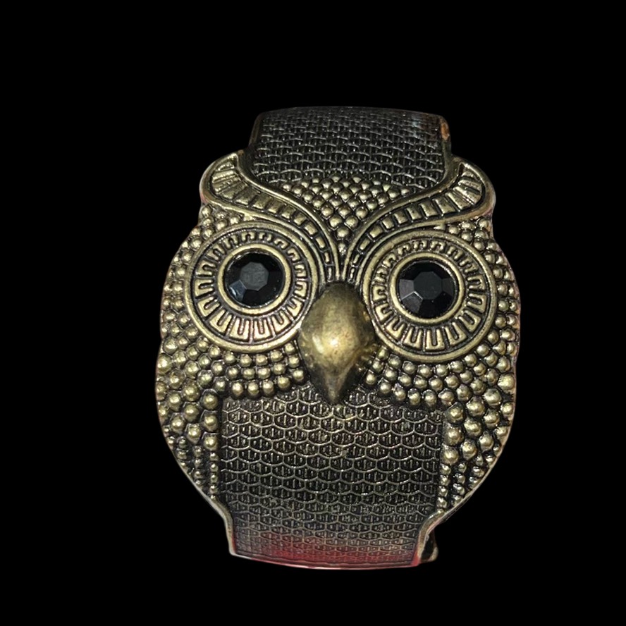 Jewelry Drop Starting Item: Bronze Metal Hinged Wide Cuff Owl Bracelet