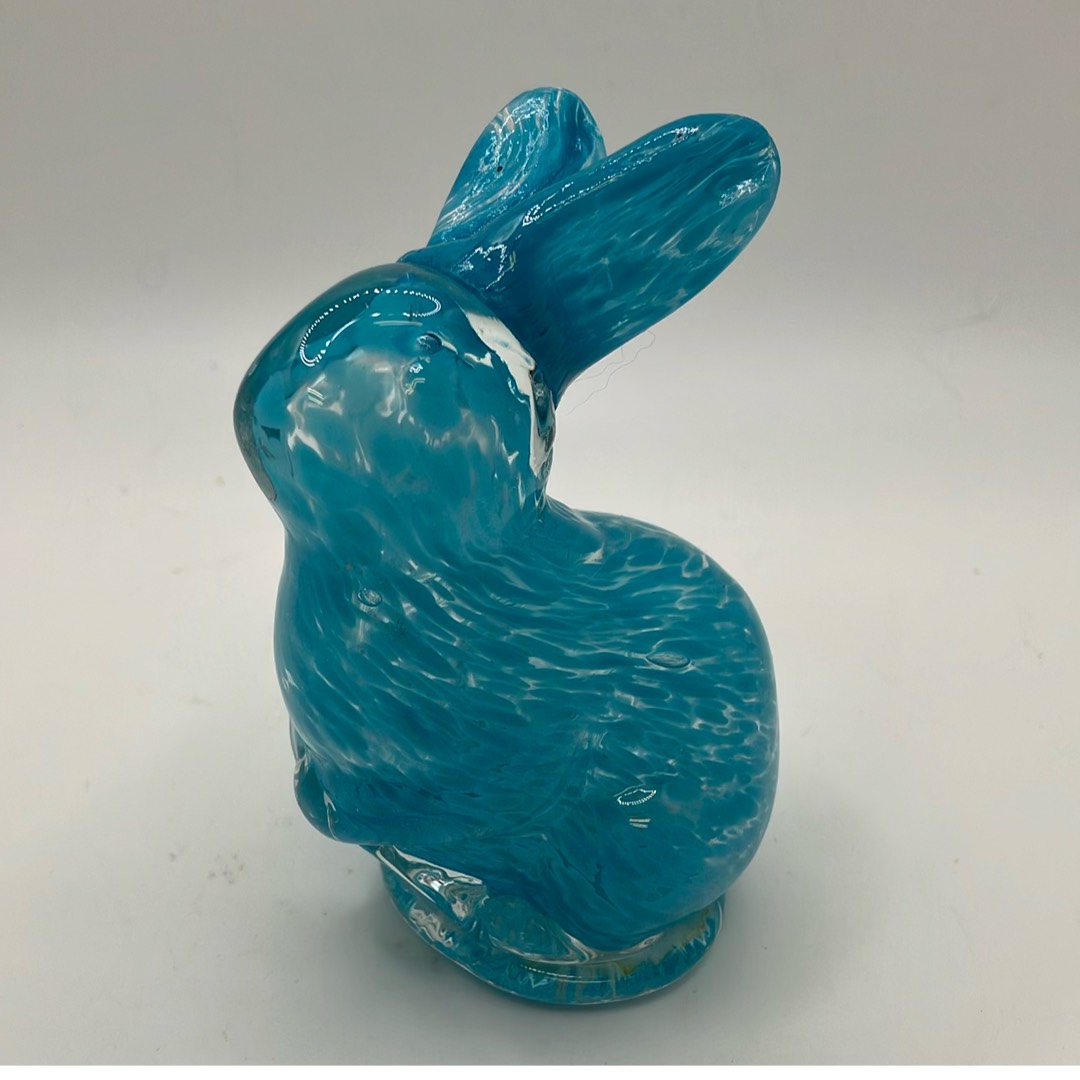 Blue Confetti Glass Easter Bunny