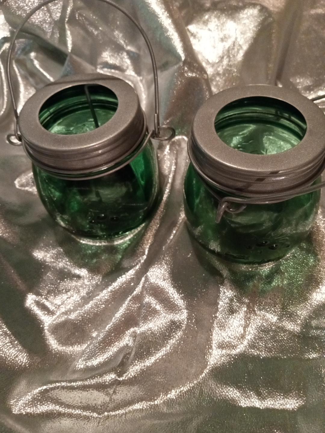 Vintage Green Glass Mason Jar Sippers Set