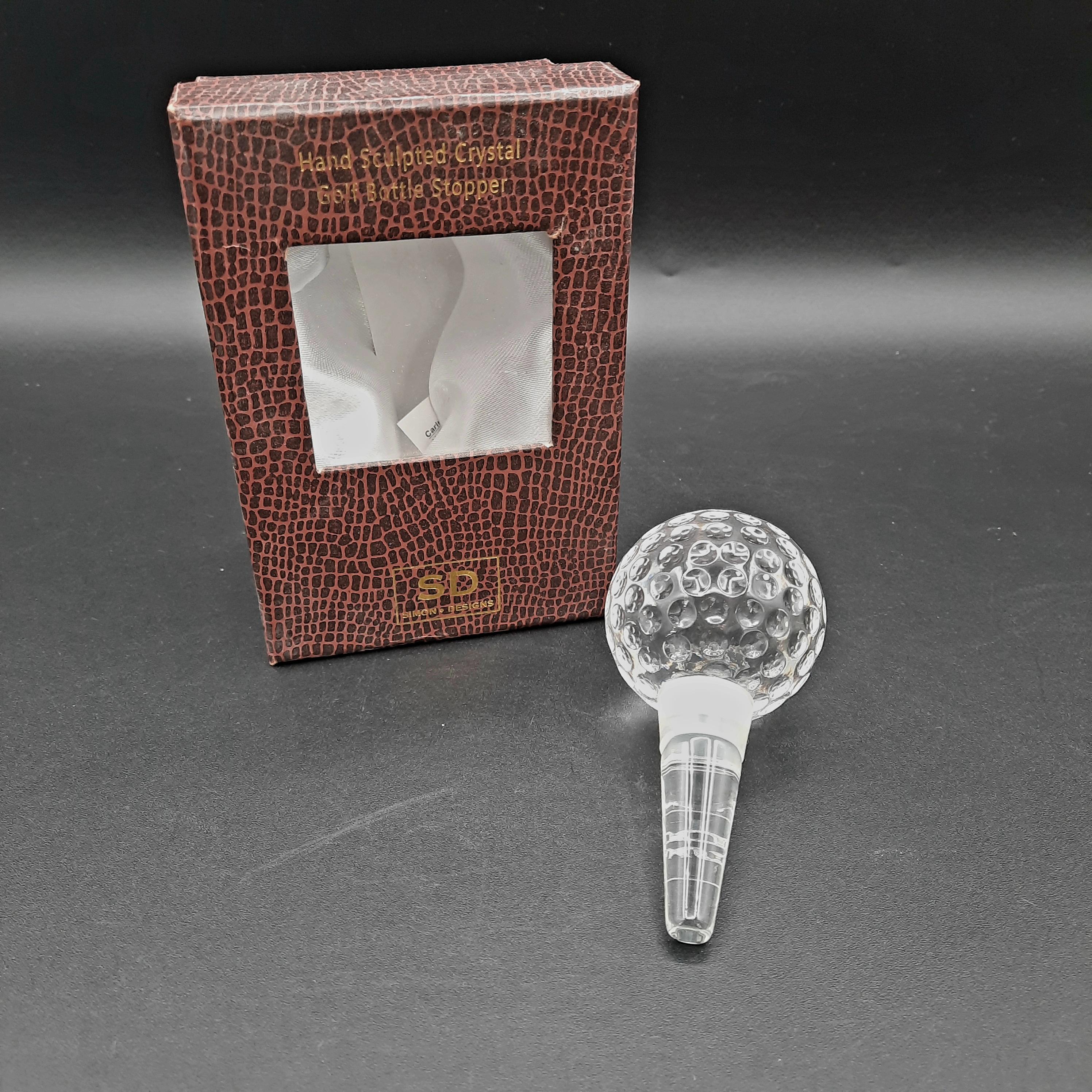 Simon Designs Crystal Golf Ball Bottle Stopper