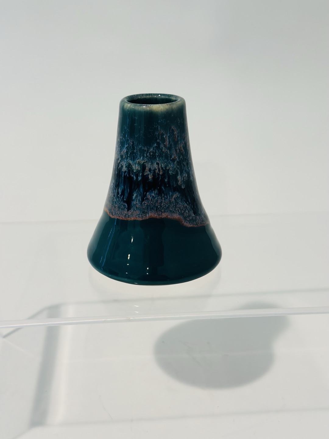 Clay Hive Pottery Green Blue Drip Glaze Pottery Bud Vase stamped makers ...