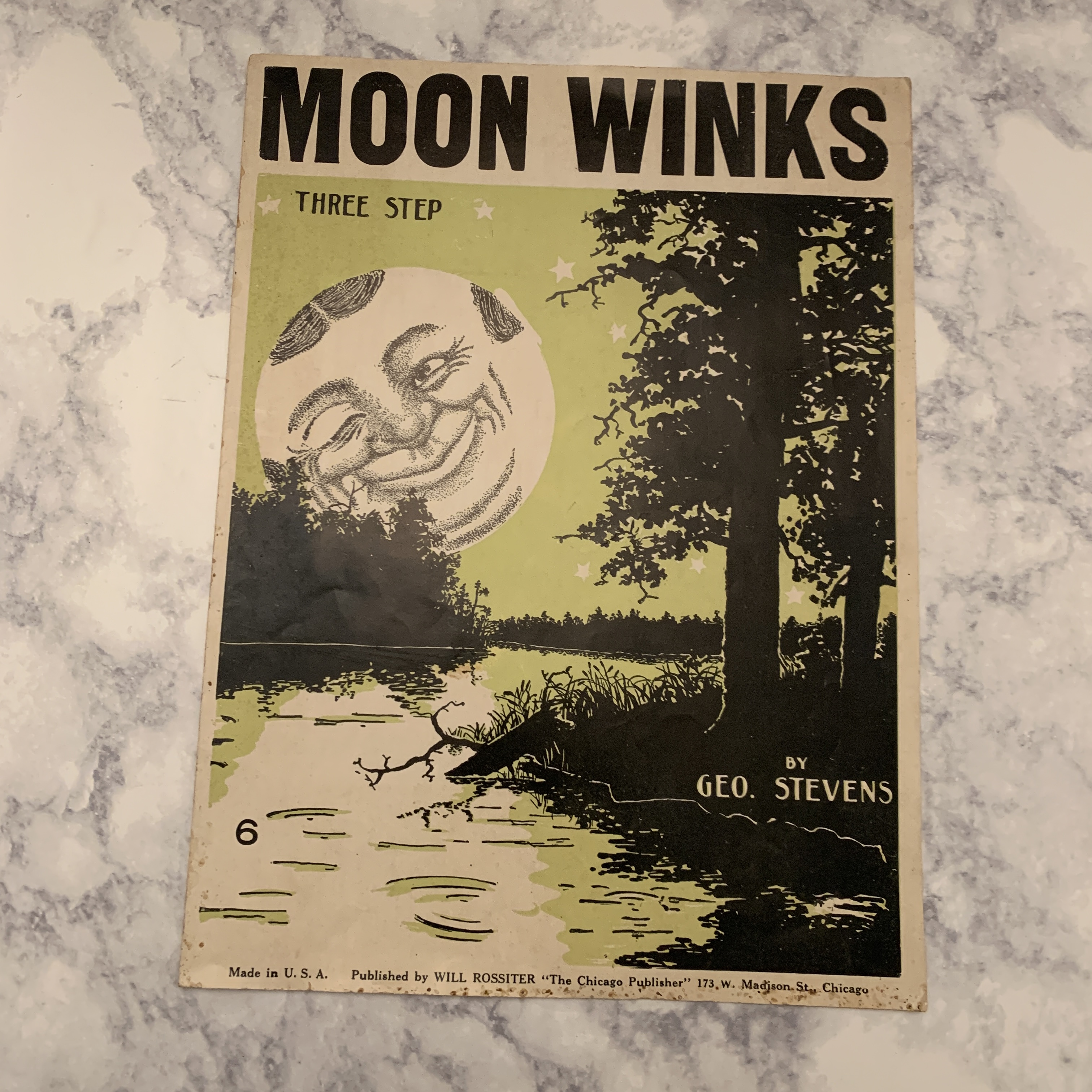 Antique Sheet Music for Piano "Moon Winks" 3 Step Copyright 1904 ...