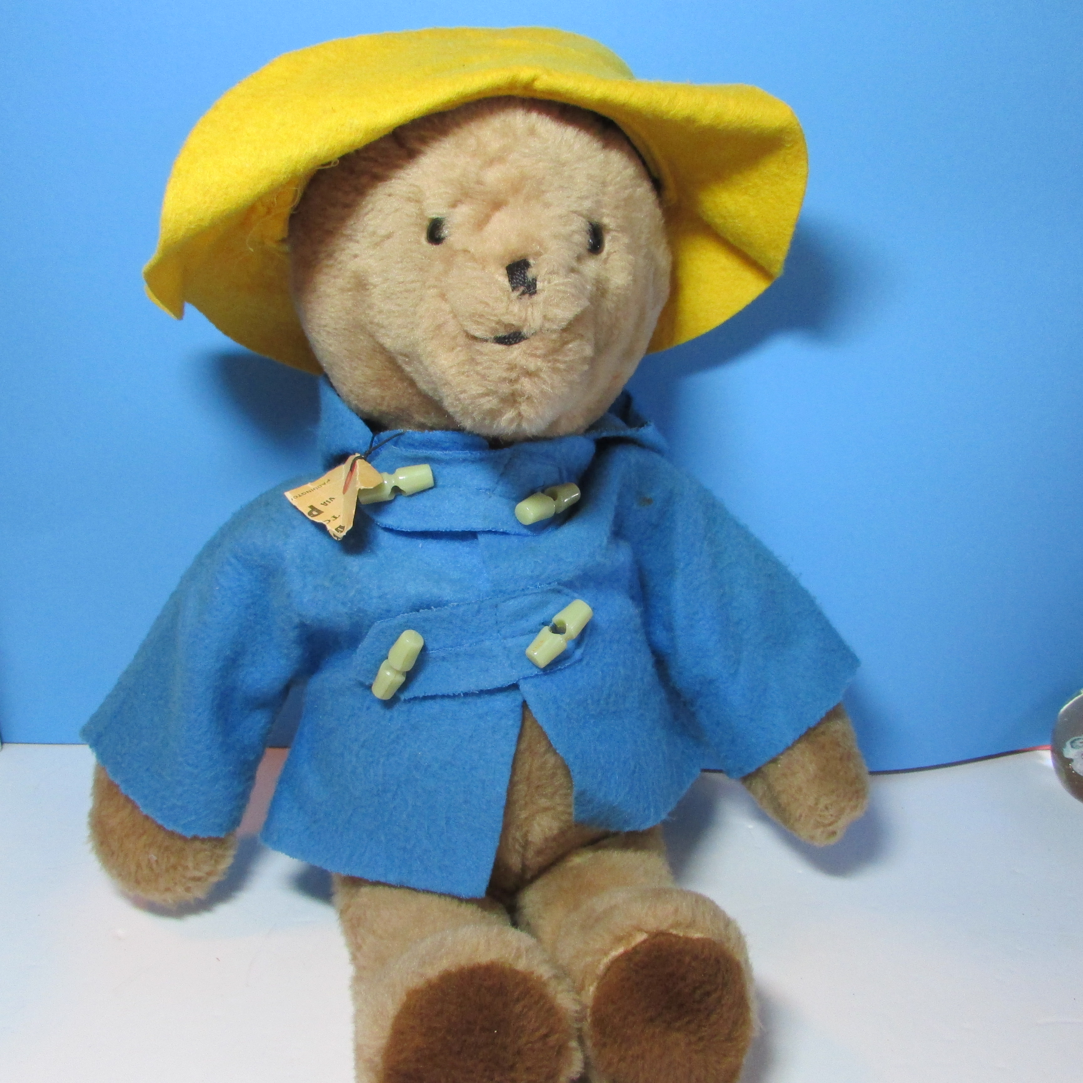 vintage Paddington Bear Eden yellow hat blue coat 14" teddy stuffed animal