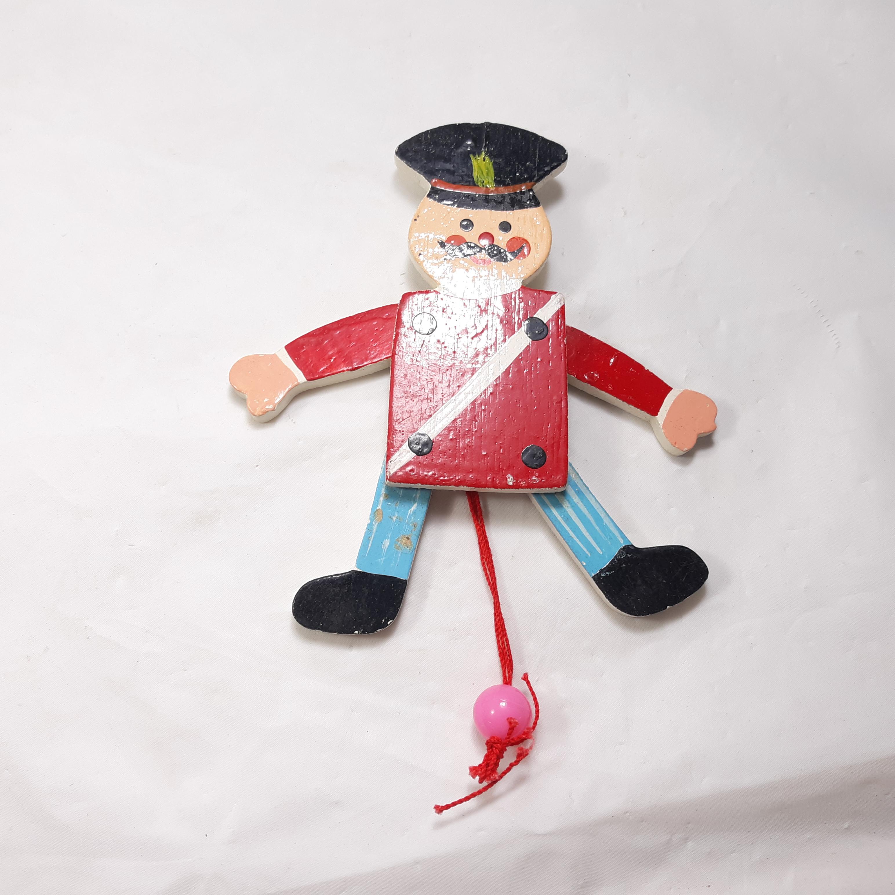 Vintage Wooden String Puppet Wood Pull Toy Hand Painted Soldier ...