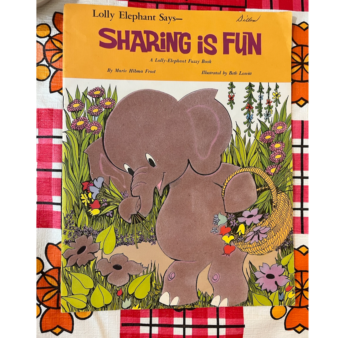 Vtg 70s Fuzzy Elephant Kids Paperback Book