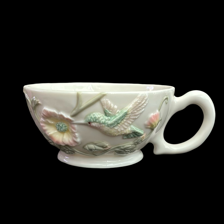 Vintage Teapot Hummingbird & Flowers Individual Porcelain Teacup (1990’s)