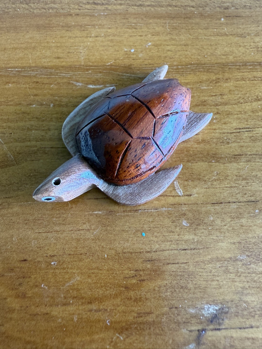 Hand Carved Mini Wooden Turtle Hoku