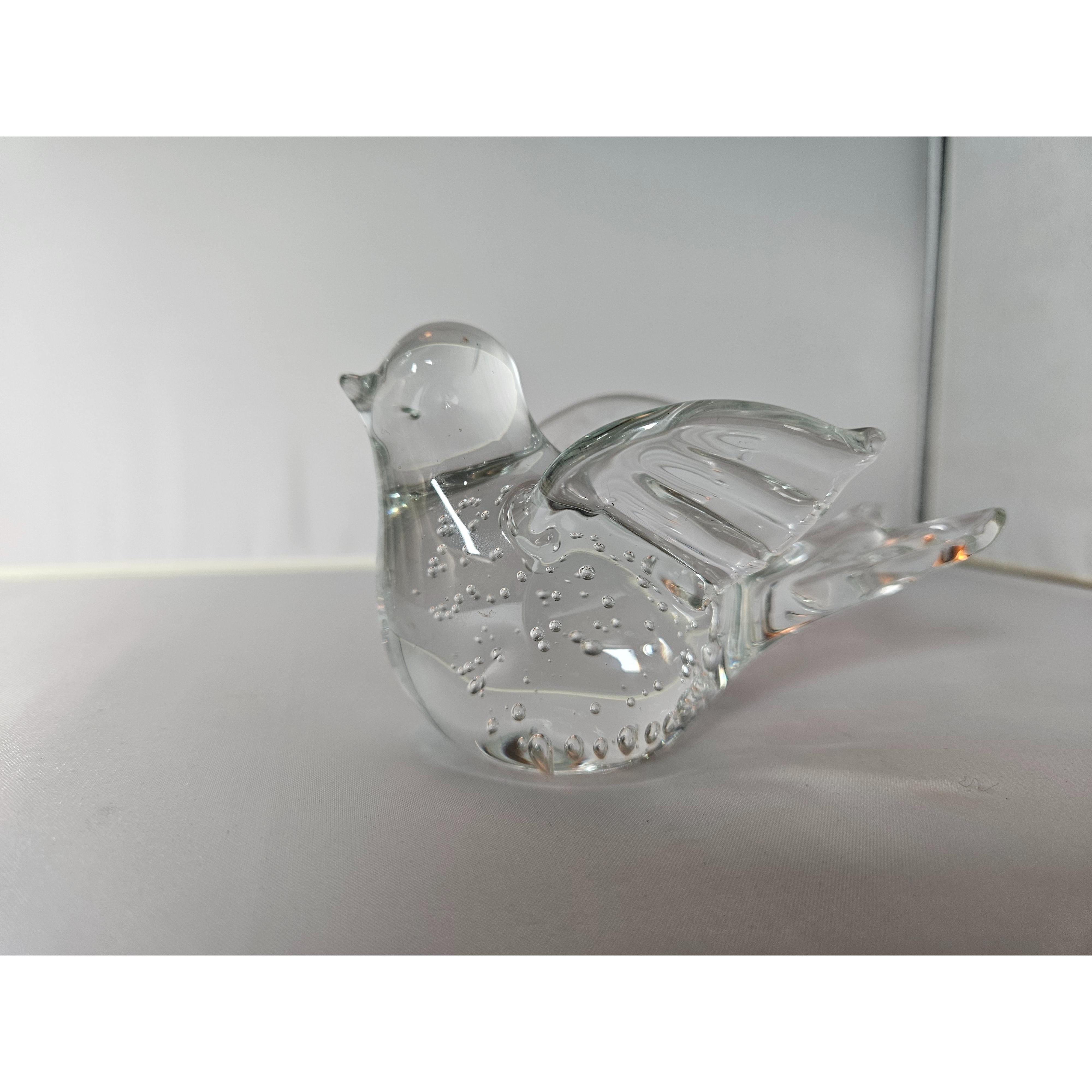 Vintage Clear Glass Bird Figurine