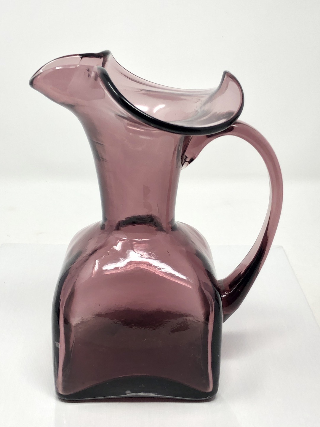 Amethyst Square Base Glass Pitcher with Handle