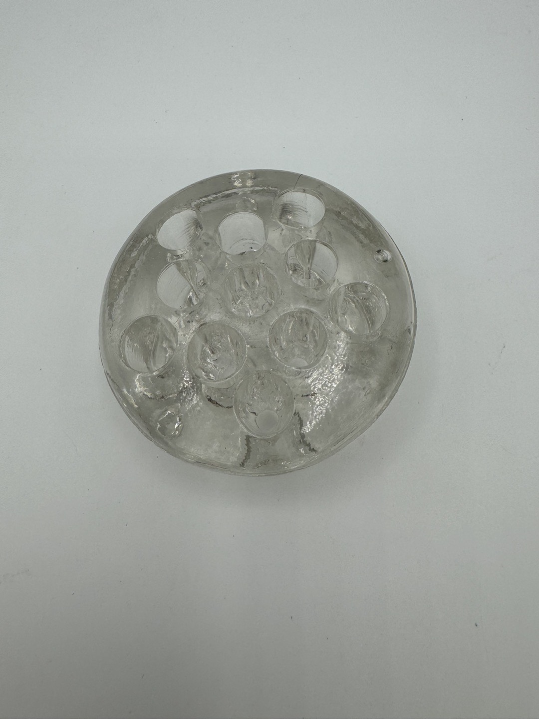 Vintage Clear Glass Flower Flog 11 Holes 3"