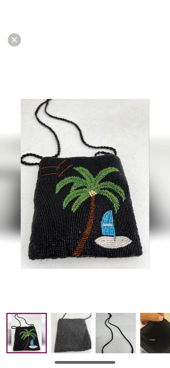 Ermo Women's Beaded Tropical Palm Tree Cruise Sailboat Crossbody Purse