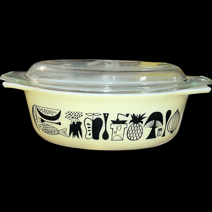 Pyrex 1958 Mod Kitchen Oval Casserole With Lid