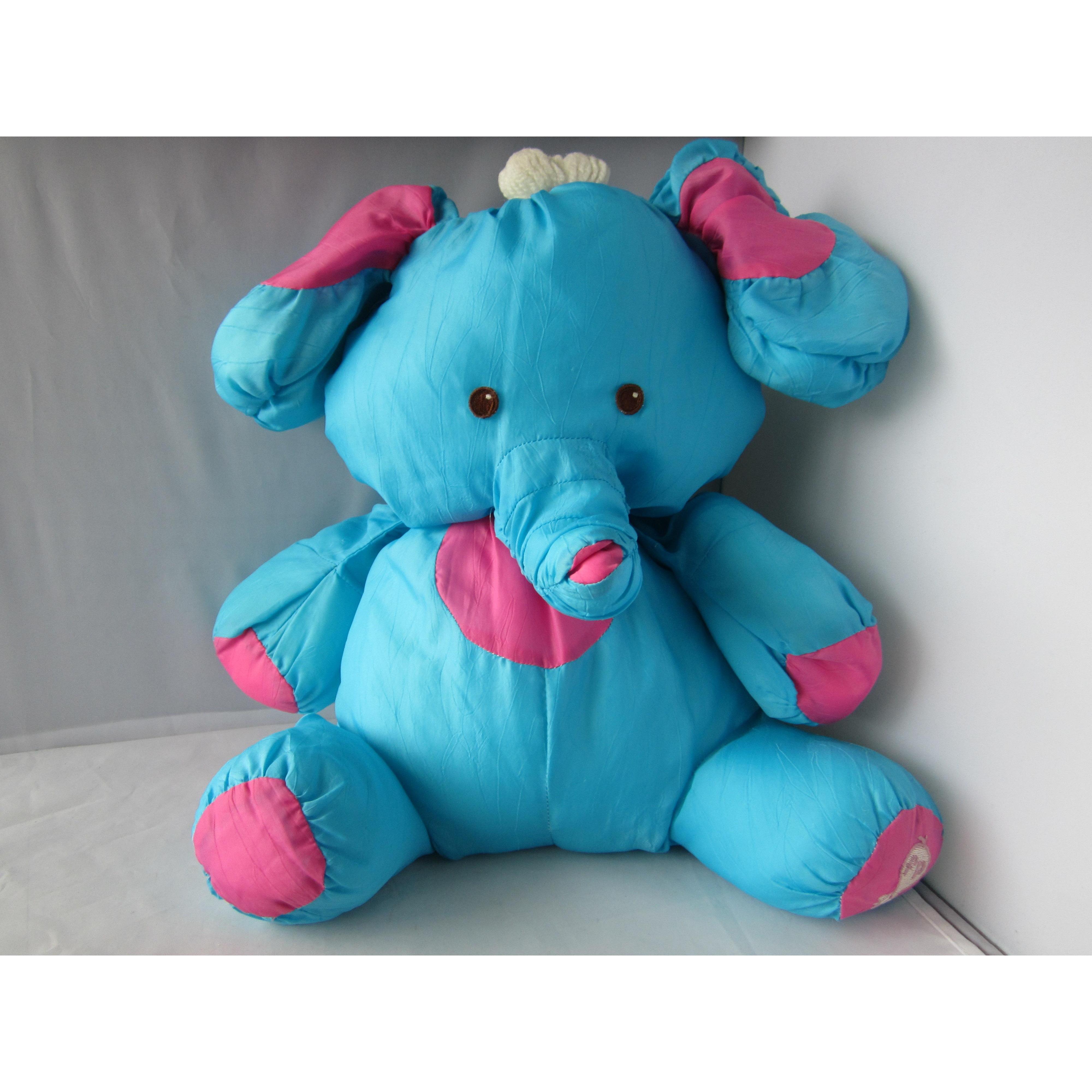 Vtg 1988 Fisher Price Puffalump Blue Pink Elephant Plush Stuffed Animal 15"