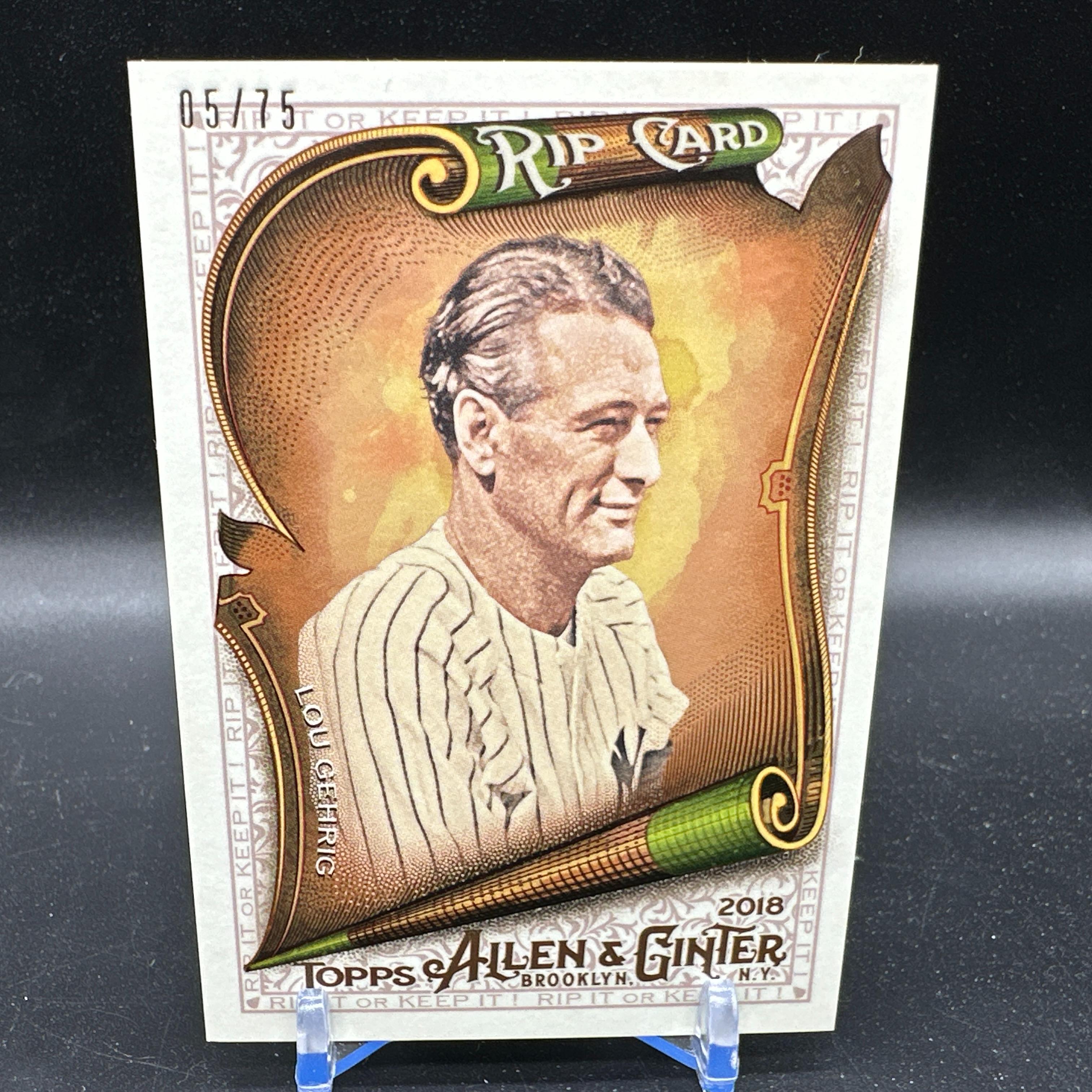 Lou Gehrig Rip Card Ripped /75 2018 Topps Allen & Ginter #RIP-79 NY Yankees