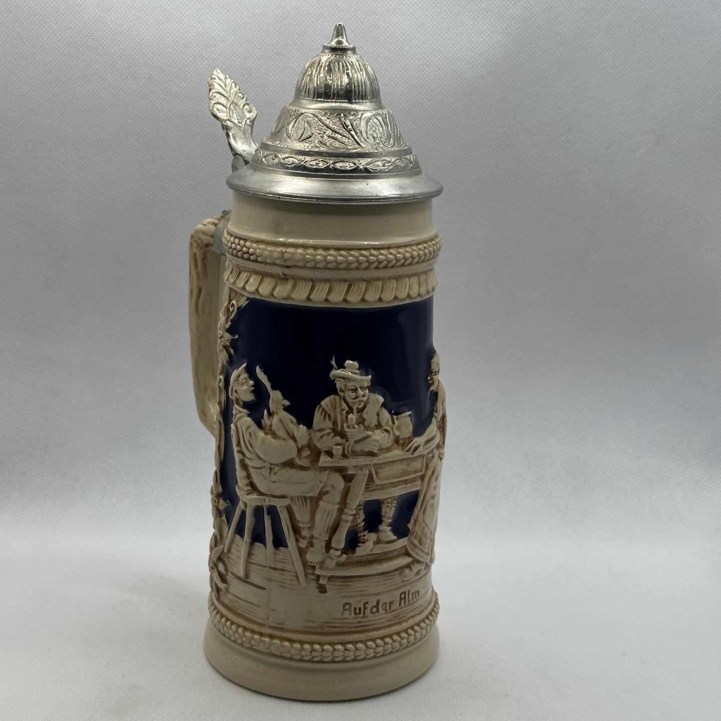 #53 Vintage Stoneware Stamped Gerz W.Germany Lidded Beer Stein