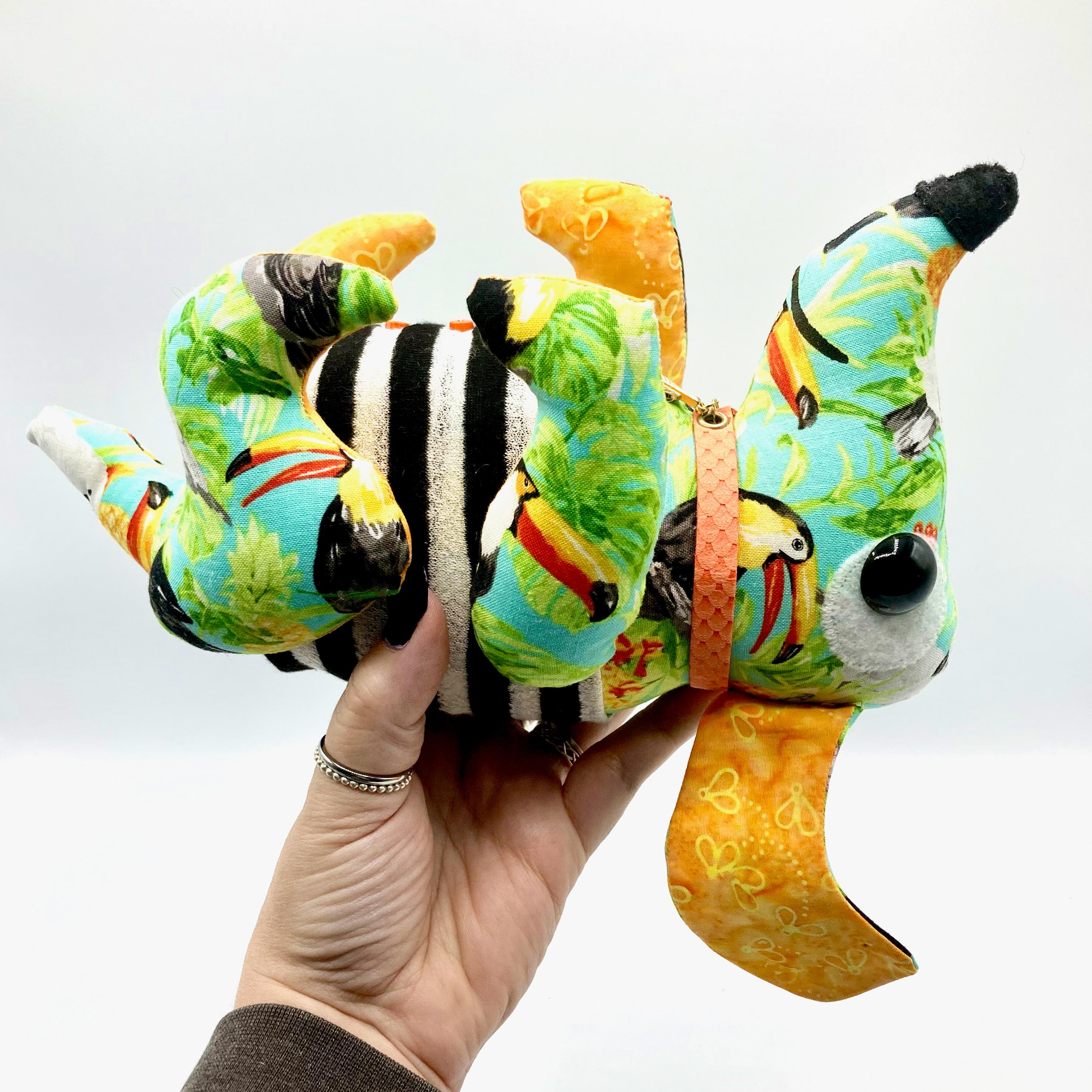 Belly Up Pup Handmade Plushie Dog "Avery" Colorful and Silly