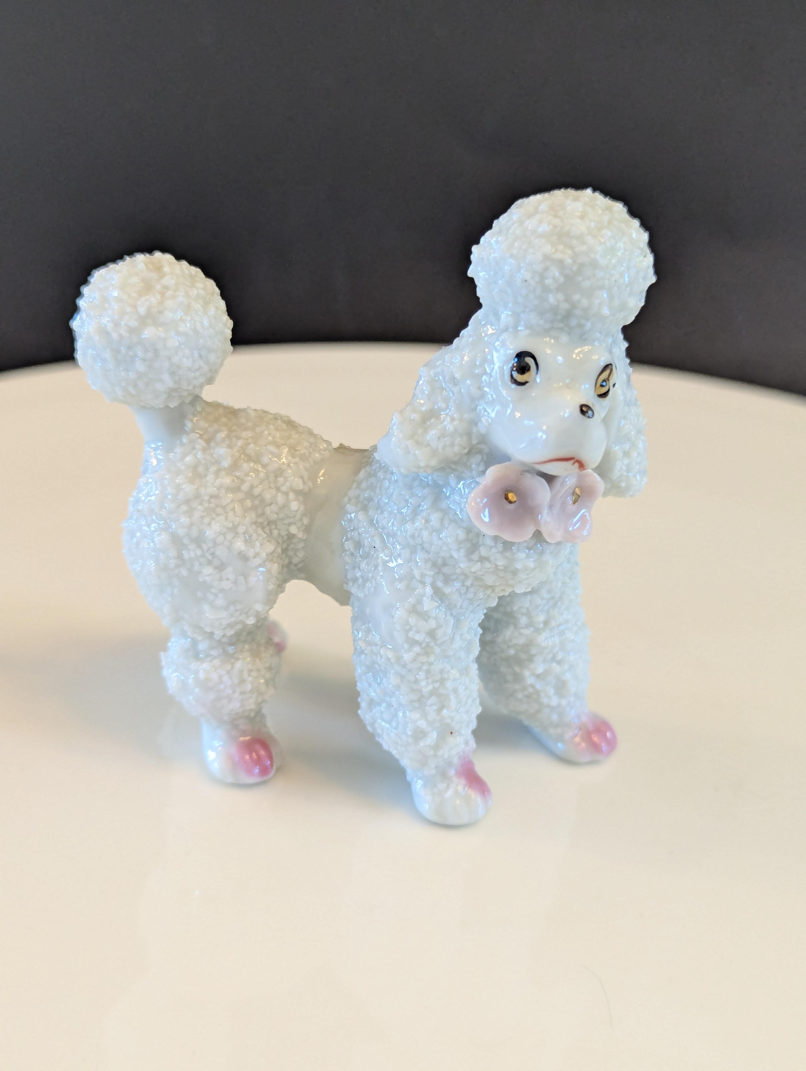 Vintage Porcelain Poodle Figurine, Mid-Century Collectible