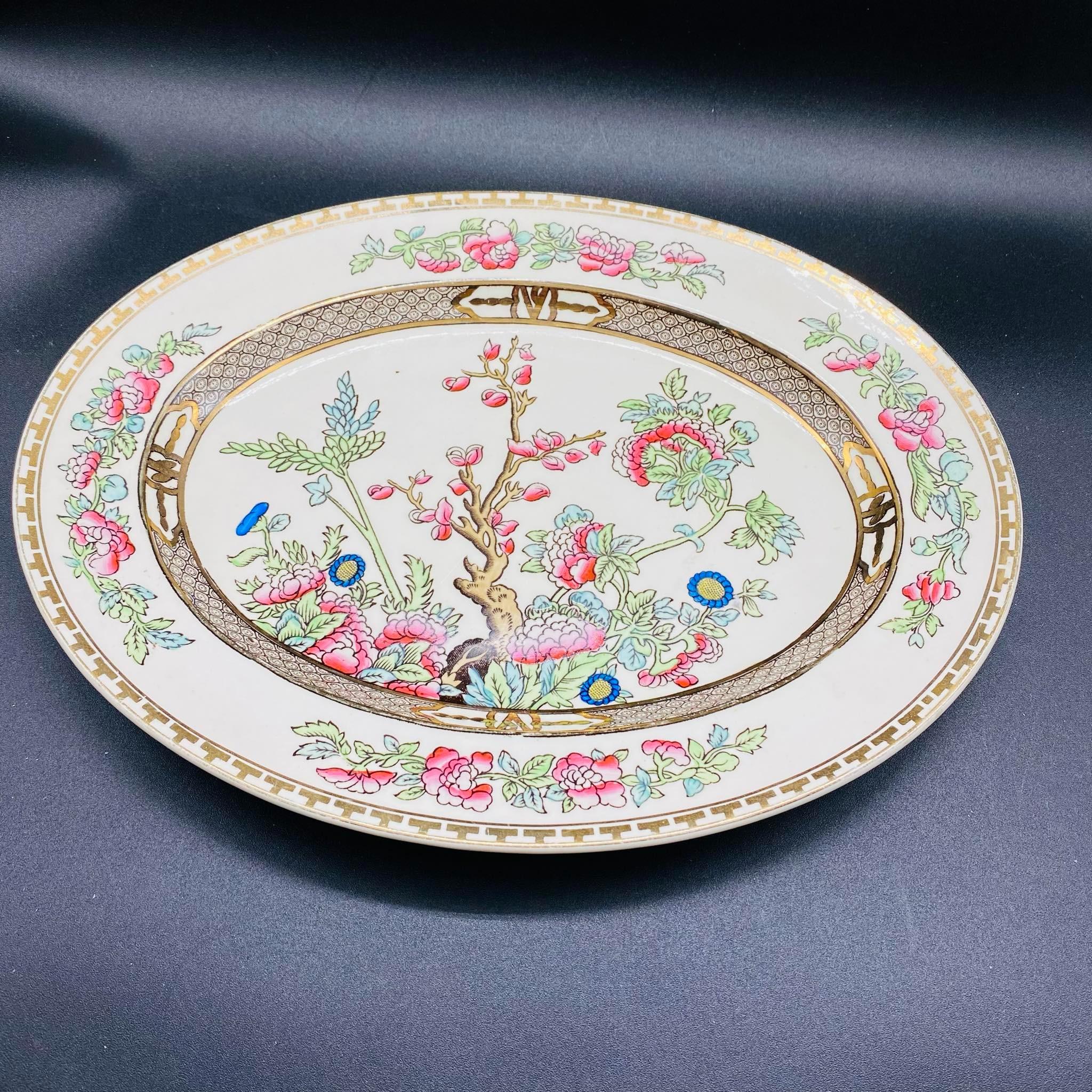 Indian Bengal Tree Alfred Meakin Oval Platter and Round Plate Vintage ...