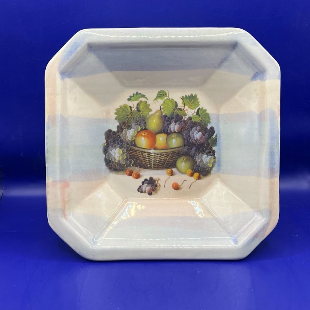 Ceramica Due Torri Square Serving Bowl Fruit Basket Pink And Blue Italy ...