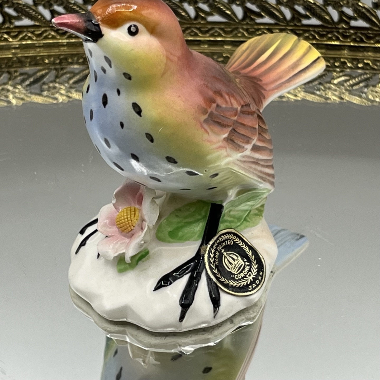 Hand Painted Coronet Bird Figurine Japan