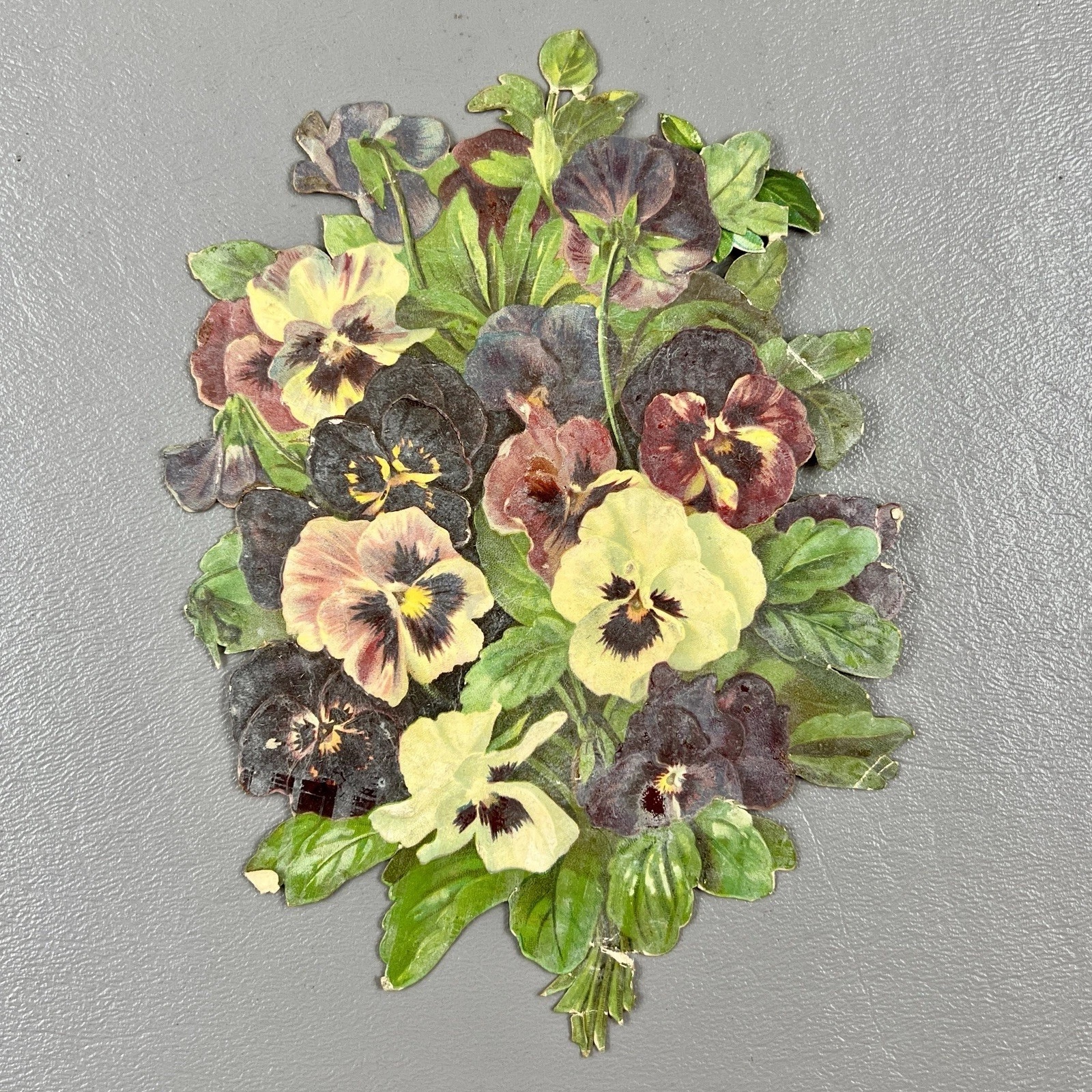 Antique Victorian Pansy Pansies Die Cut Florals Embossed Flowers 4.5x6.5"