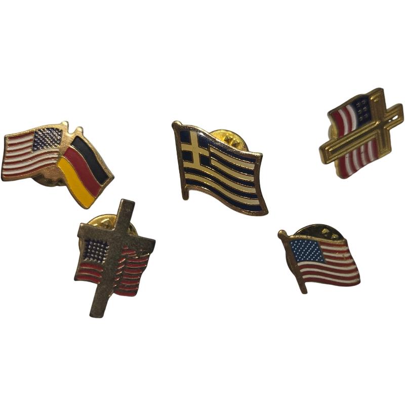 Vintage Flag Lapel Pins Set 5 pieces