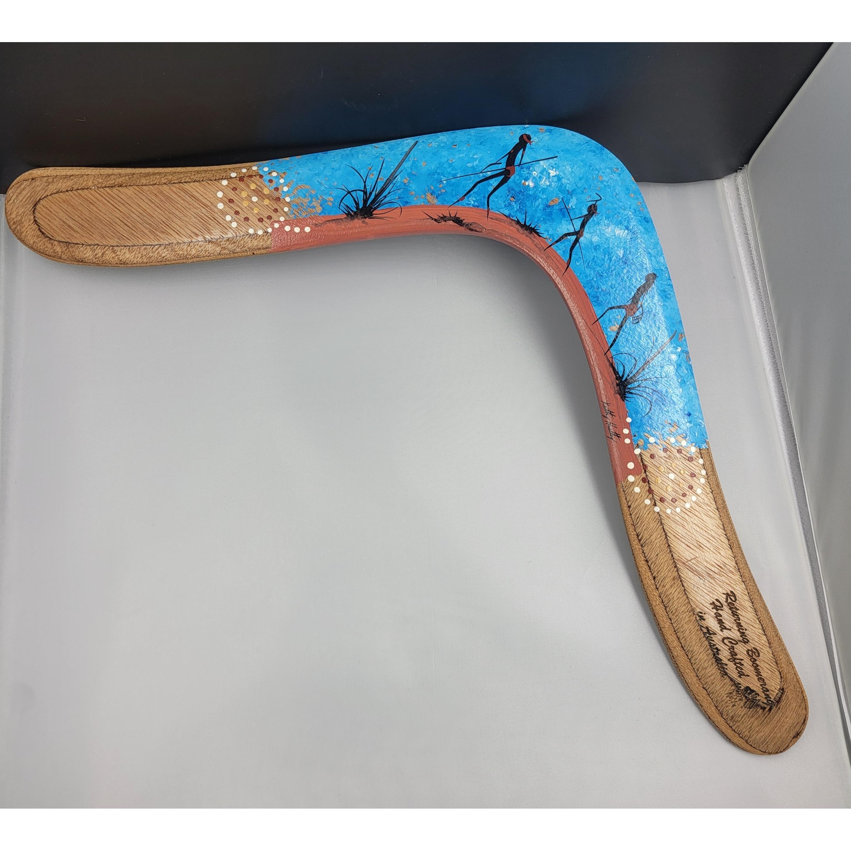 Australian Aboriginal Boomerang Hand painted 19" Murra Wolka Kathy ...