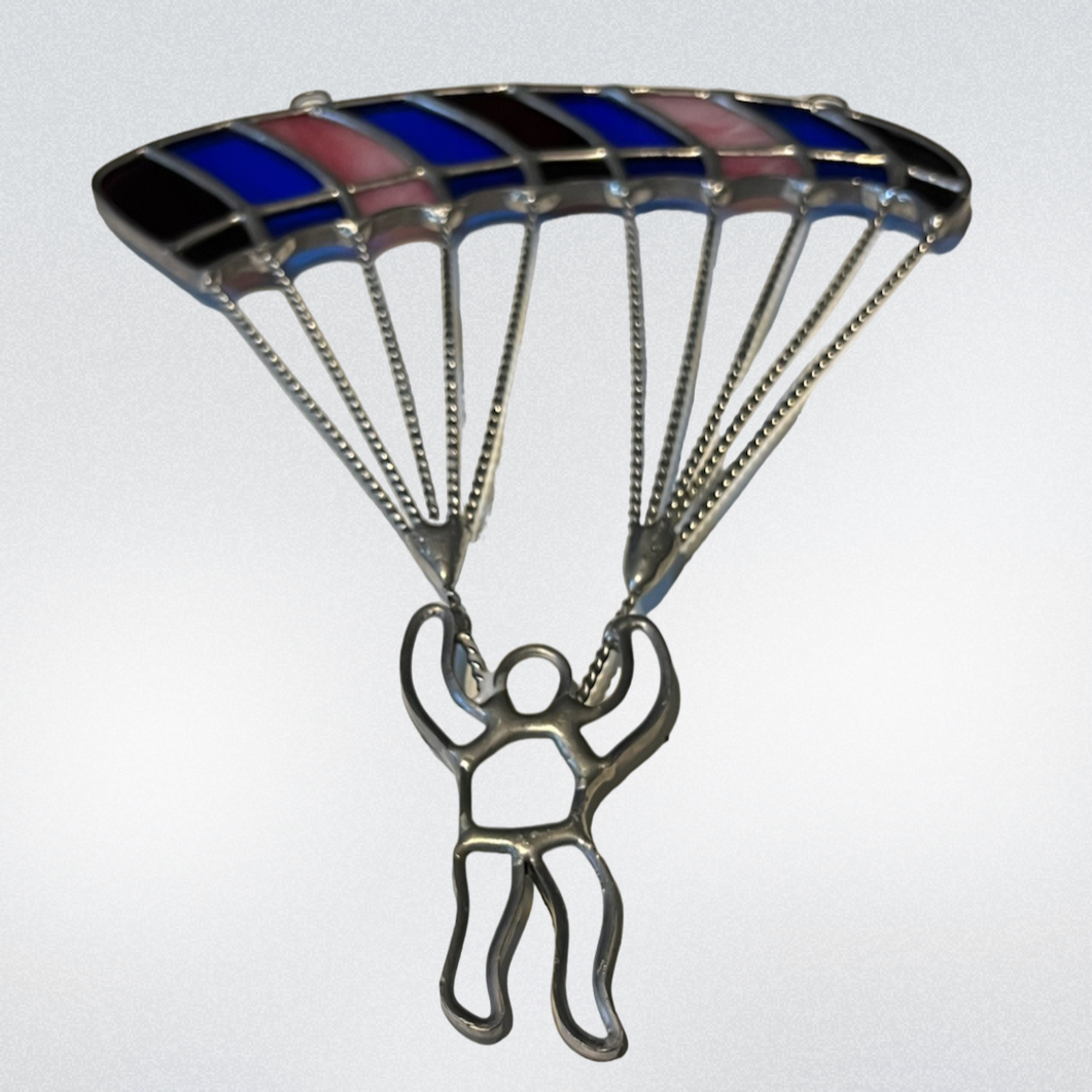 Stain Glass Parachute Person Window Decoration Sun Catcher