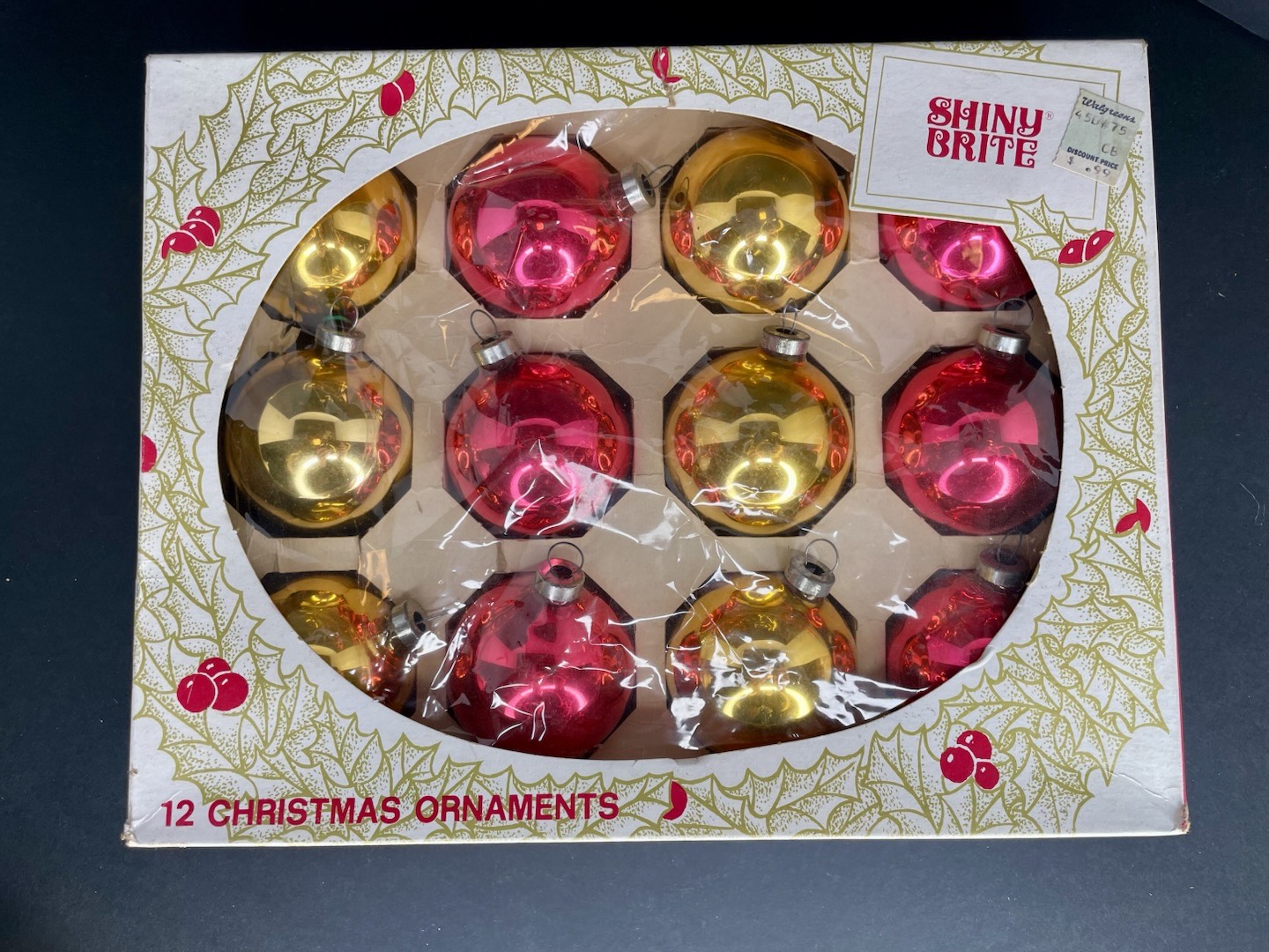 12 Vintage Shiny Brite Glass Christmas Ornaments in Box 6 Dark Pink, 6 ...