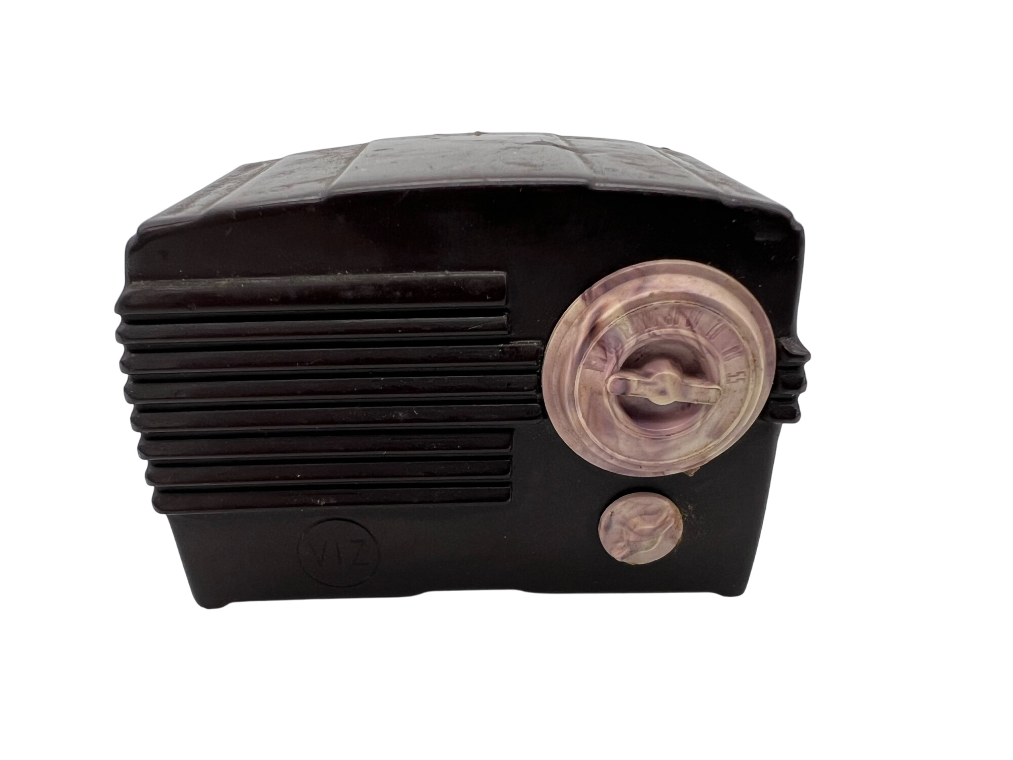 Vintage Brown Plastic VIZ Coin Bank Radio Shaped Holds $10 Dimes Molded ...