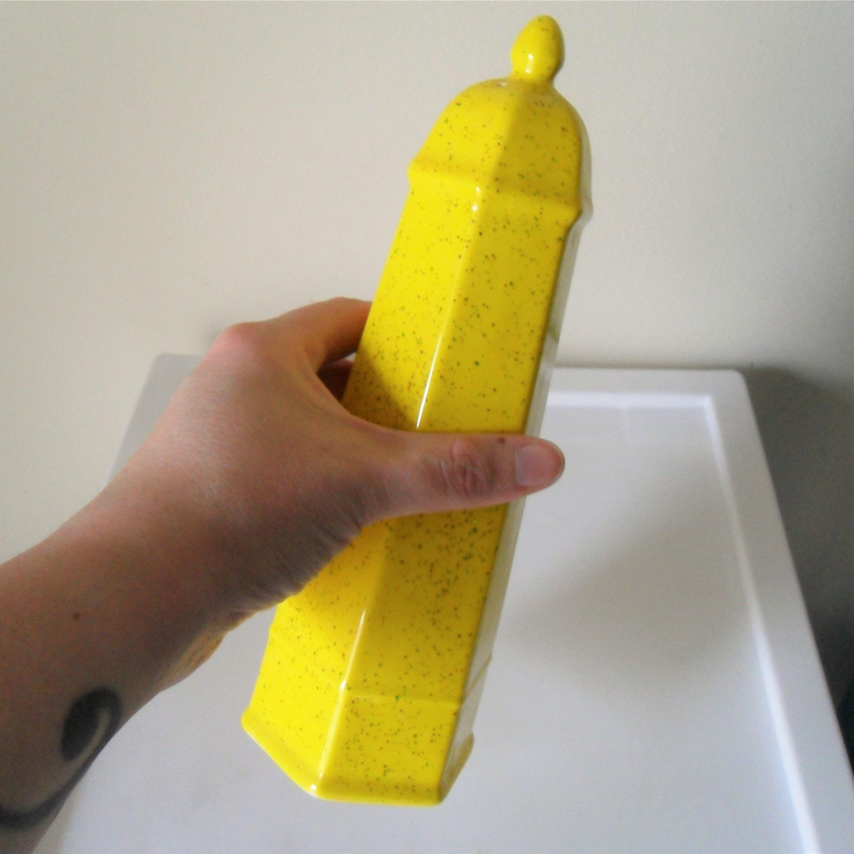 Vintage Splatterware Yellow Salt and Pepper Shakers Tall 9.5"