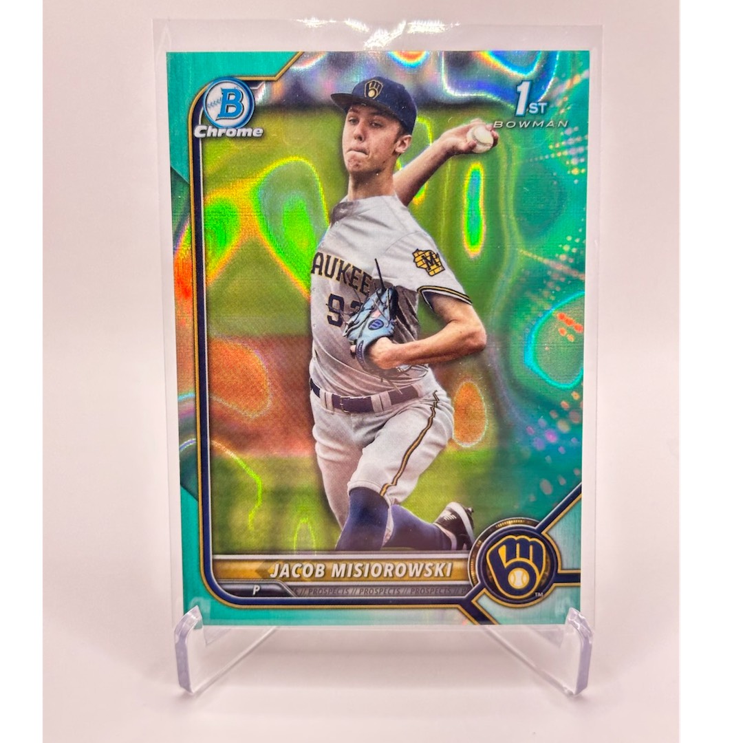 Jacob Misiorowski • 2022 Bowman Draft-1st Chrome Aqua Lava Refractor ...
