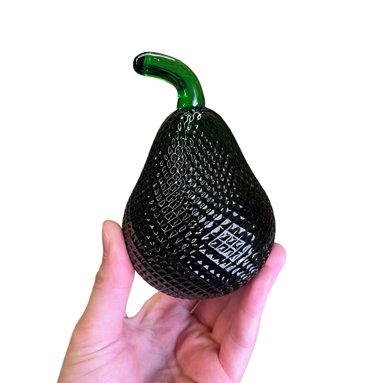 Bohemia Crystal Made In Czechoslovakia Green Waffle Texture Pear ...