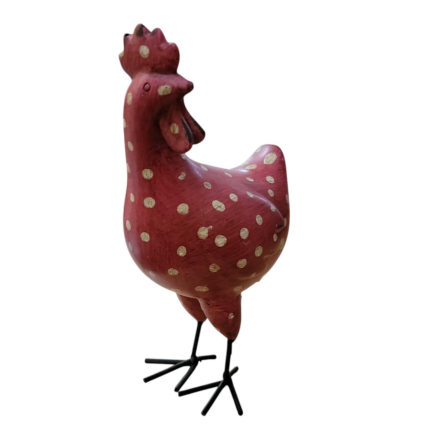 8" Tall Red Rooster Chicken Hen Country Polka Dot Kitchen Tabletop ...