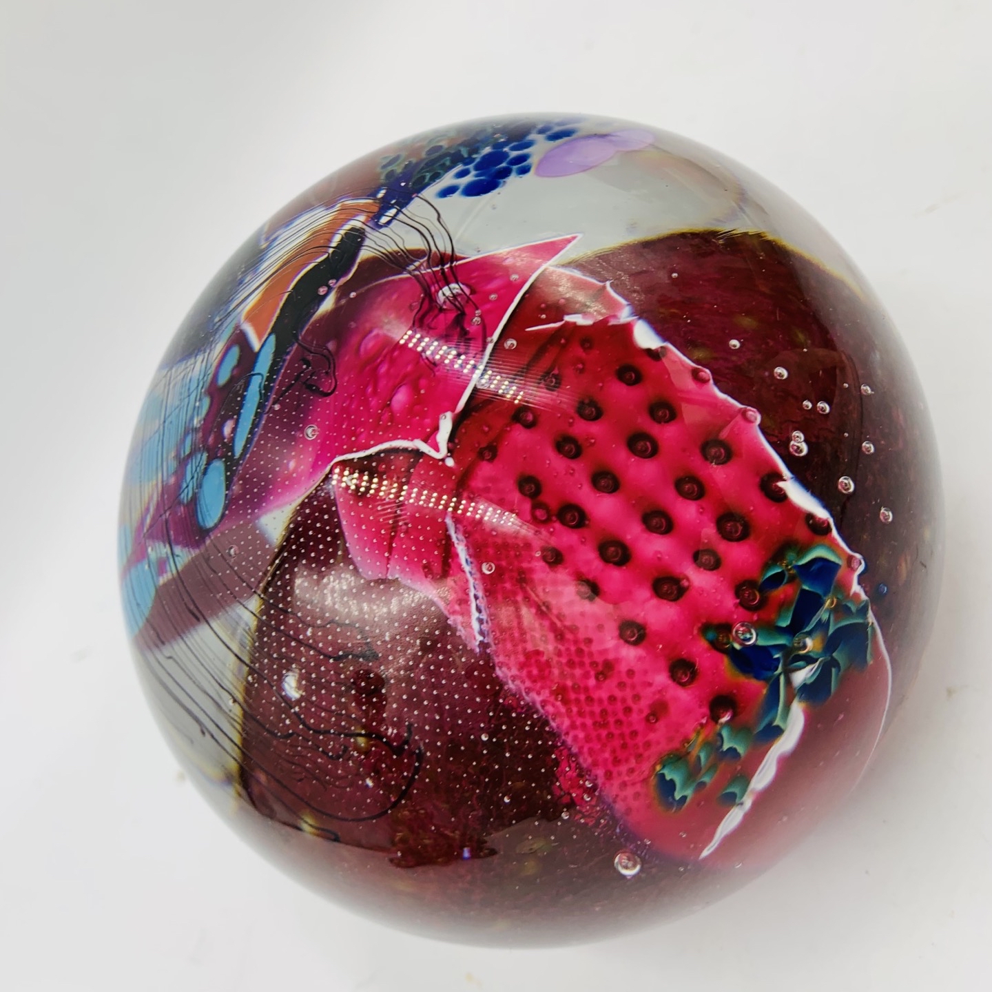 Eric Bracken Magnum Glasshouse Studio Paperweight Pink Dichroic Art Glass