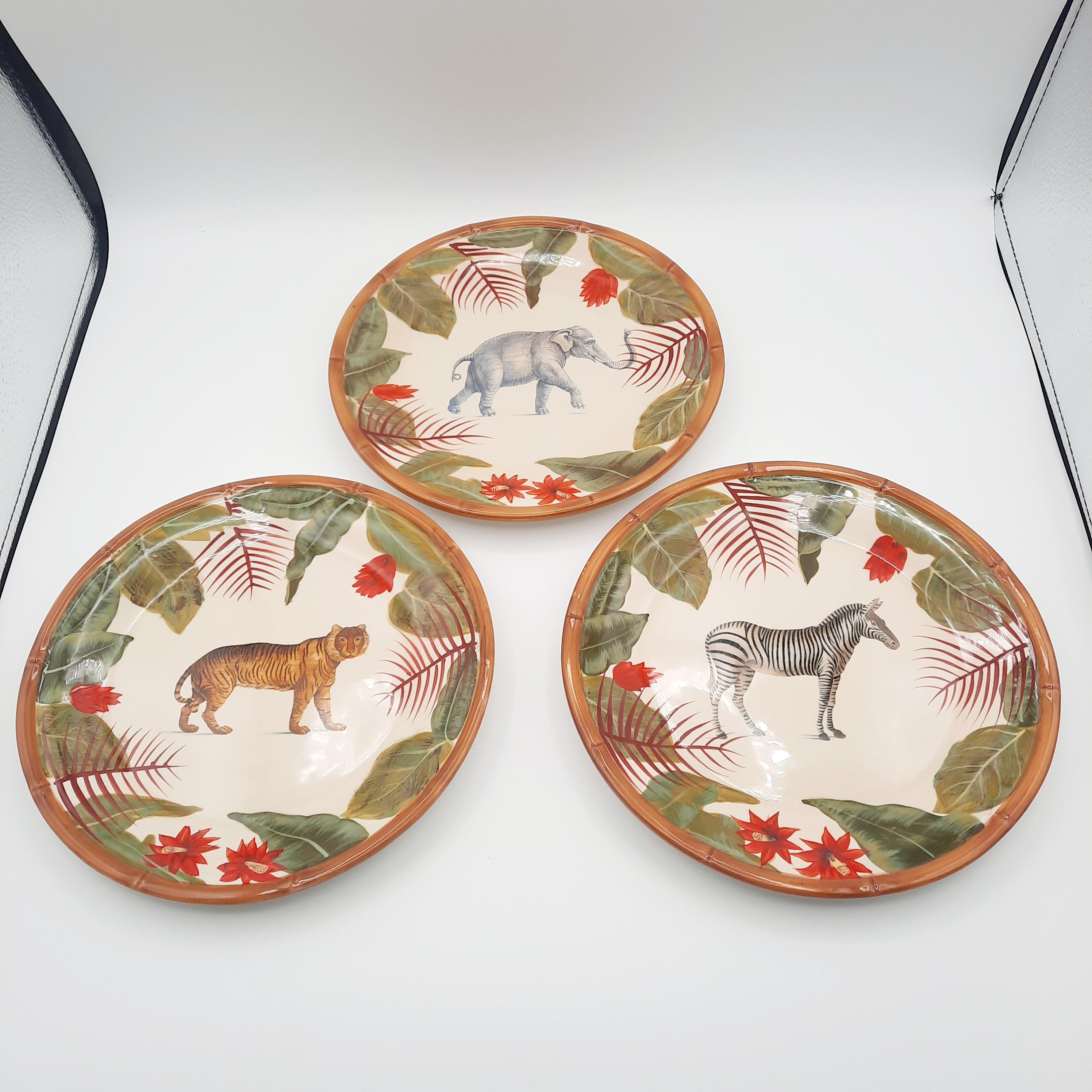 Raymond Waites Empire Plates Safari Animal Zebra Elephant Tiger Jungle ...