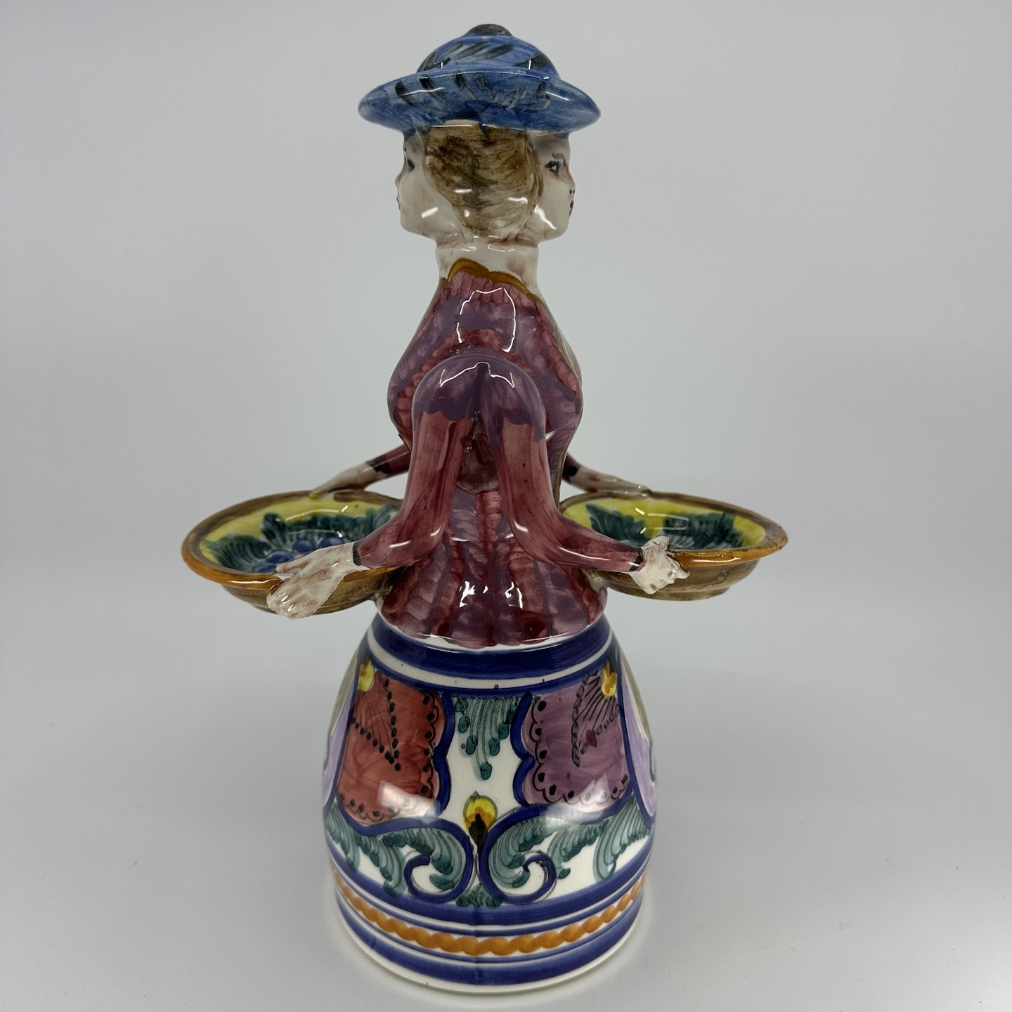 1960s Porcelain Double Sided Lady Salt Cellar Made In Greece