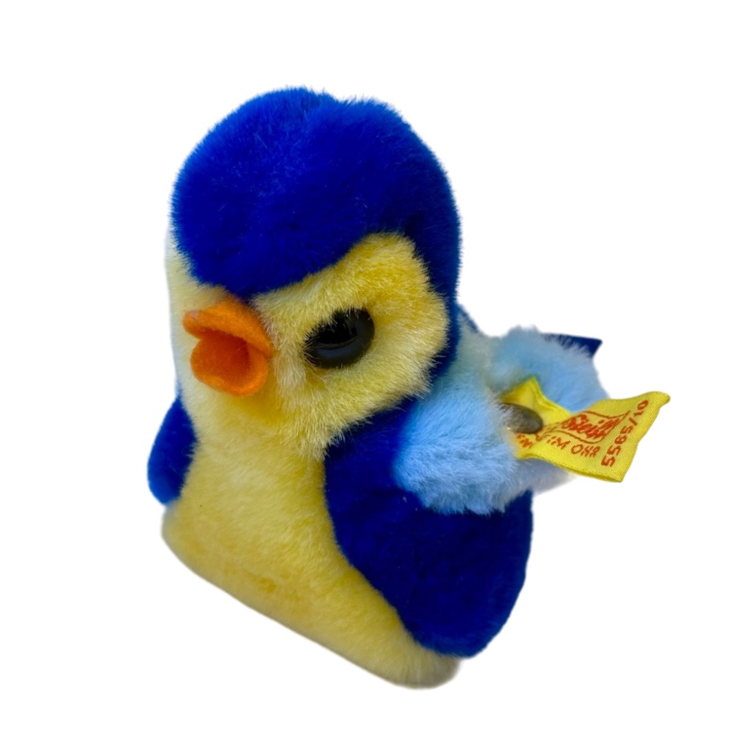 Vintage Steiff Chubby Baby Bird, Blue w/ Yellow Belly, West Germany