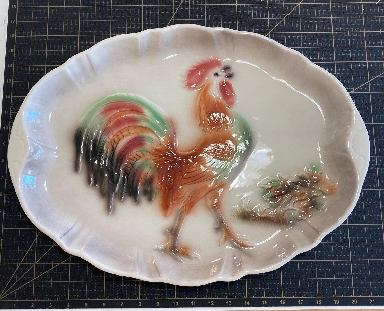 Large 1959 Lane & Co Van Nuys California Rooster Serving Platter