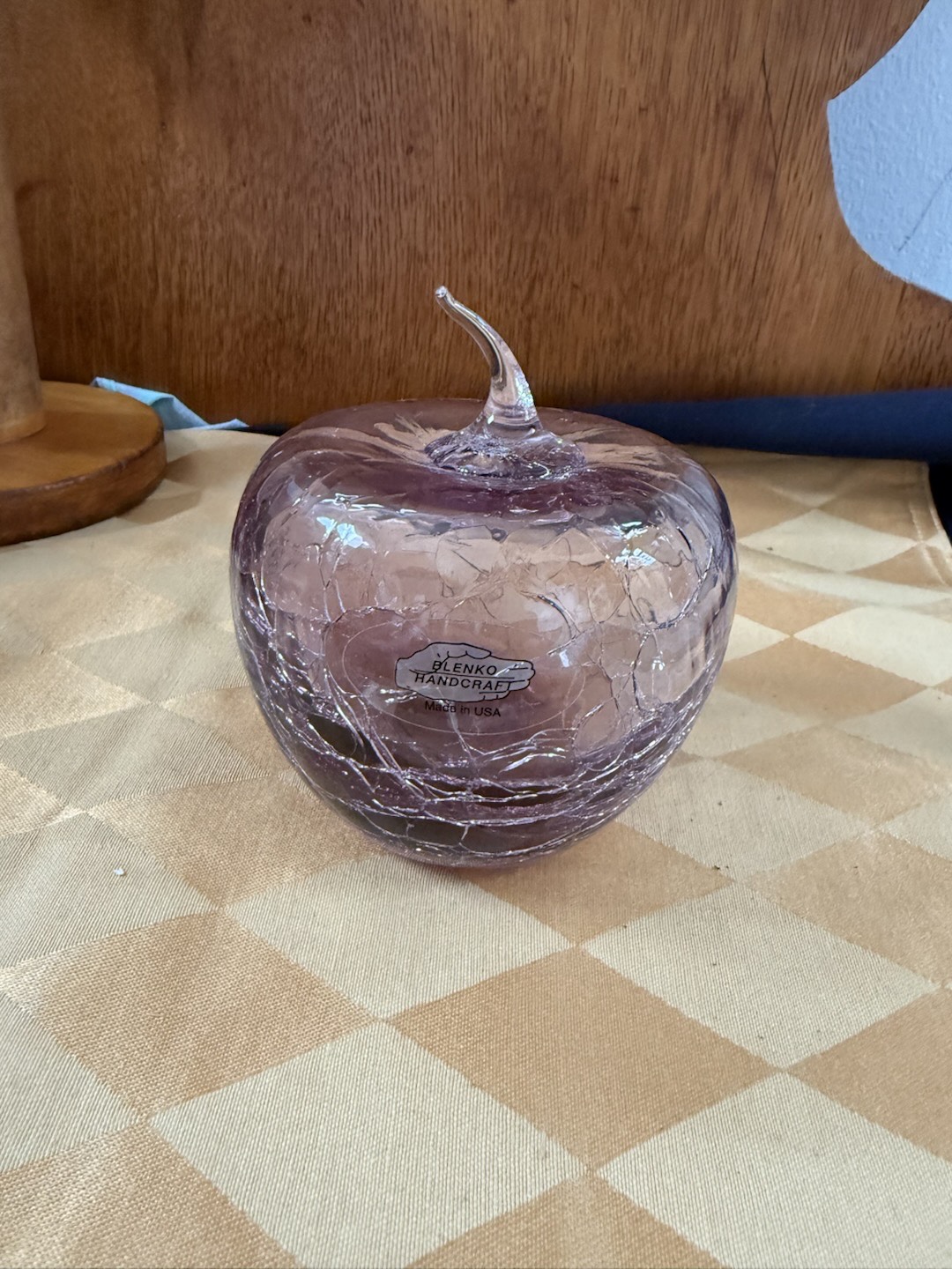 Blenko Crackle Glass Paperweight