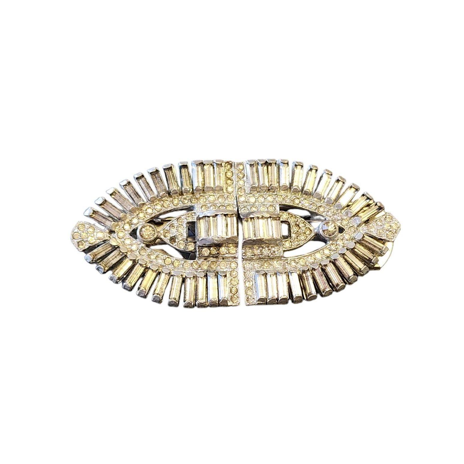 Antique Early Paste Duette/Dress Clip Brooch (A2940)