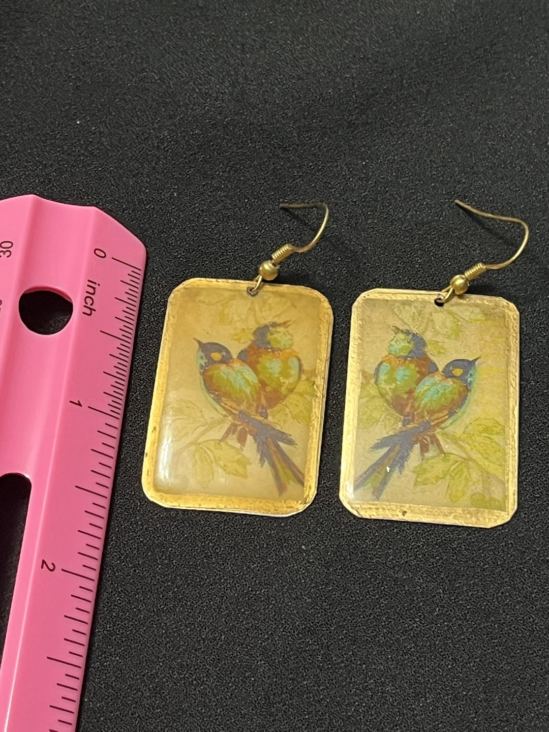 Bird Rectangular Dangle Earrings