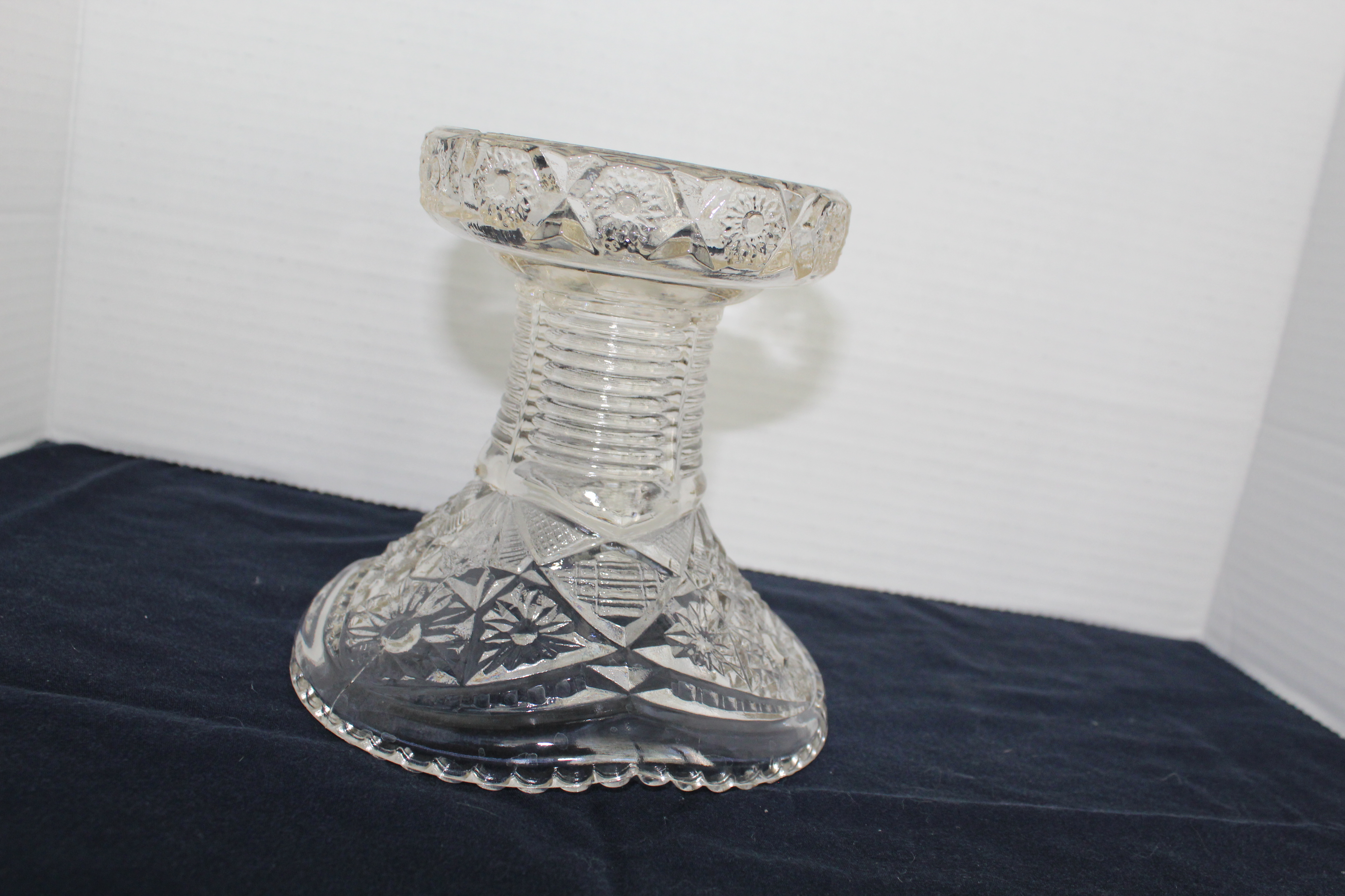 Vintage Concord Punch Bowl Pedestal Stand Base McKee 5.5" Tall Pressed ...