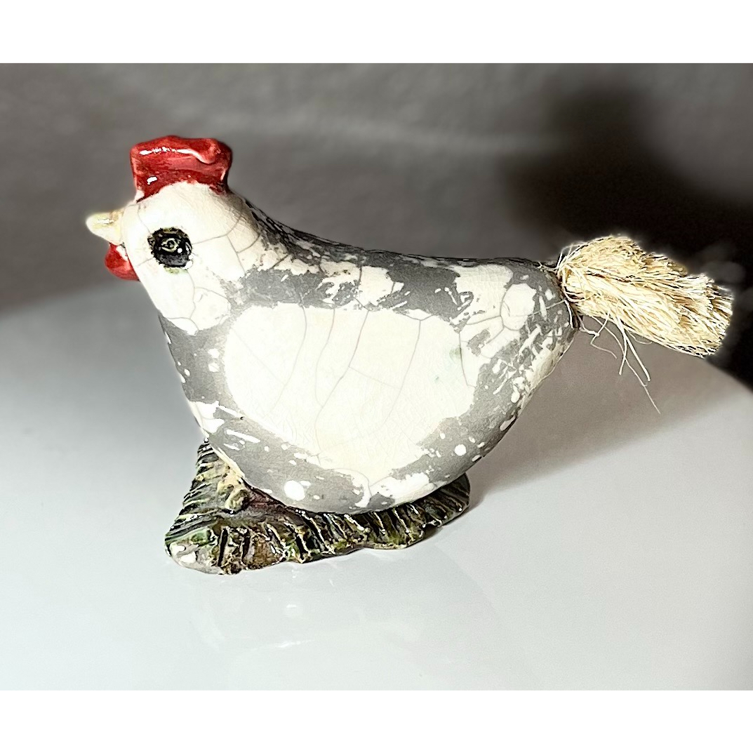 A002-Small Clay Rooster/Chicken Figurine