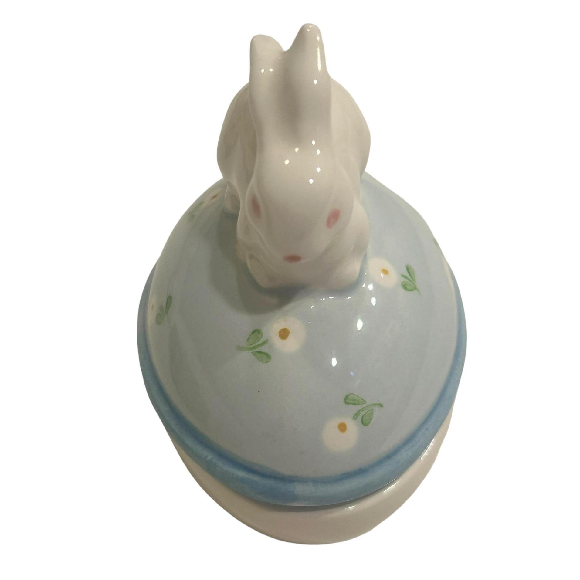 Vintage Bunny Ceramic Napcoware Trinket Box