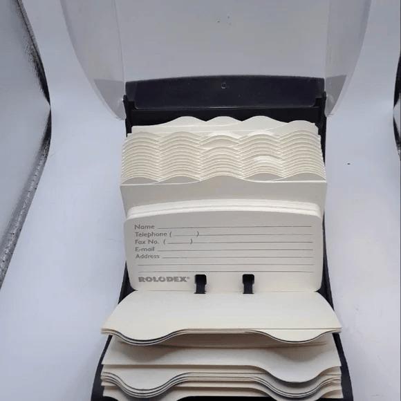 Vintage Rolodex Plastic Flip Top Lid with Cards Black