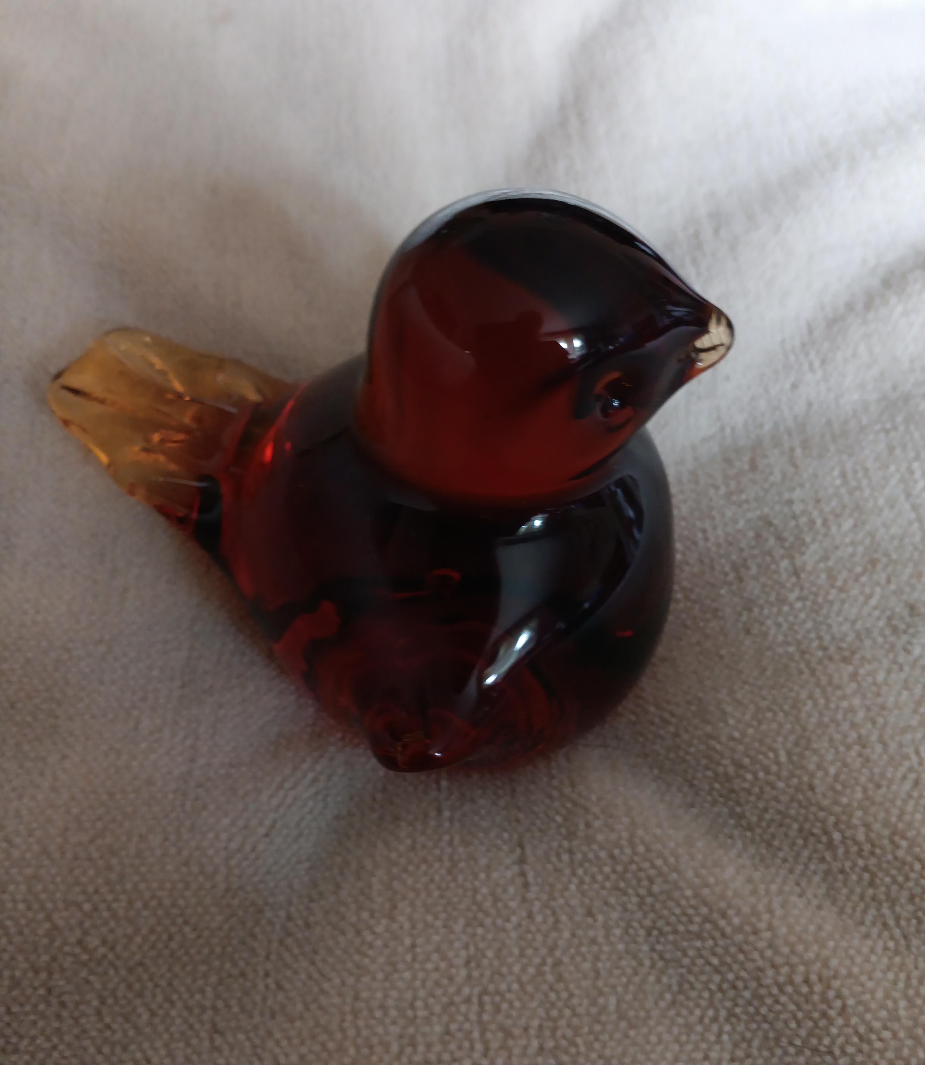 Vintage Viking Amber Brown Glass Bird Figurine