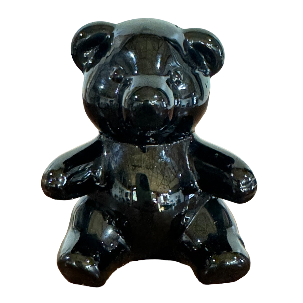 Vintage Oneida Lead Crystal Black Teddy Bear figure Paperweight 3" Tall